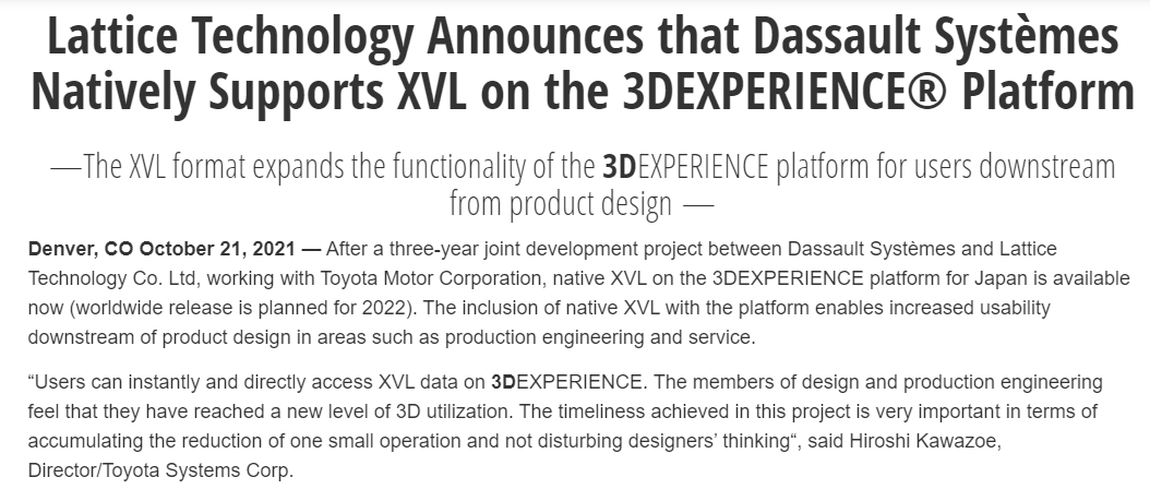 XVL on Dassault 3DEXPERIENCE Platform